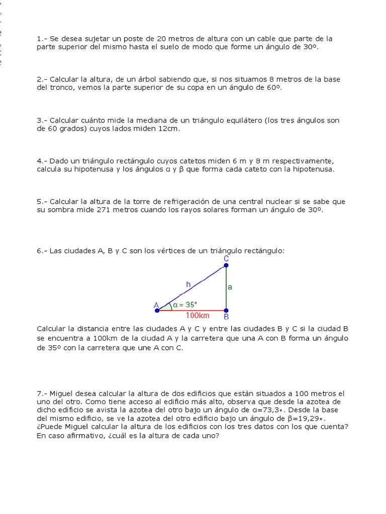 Problemas Trigonometría | PDF | Triángulo | Geometría Elemental