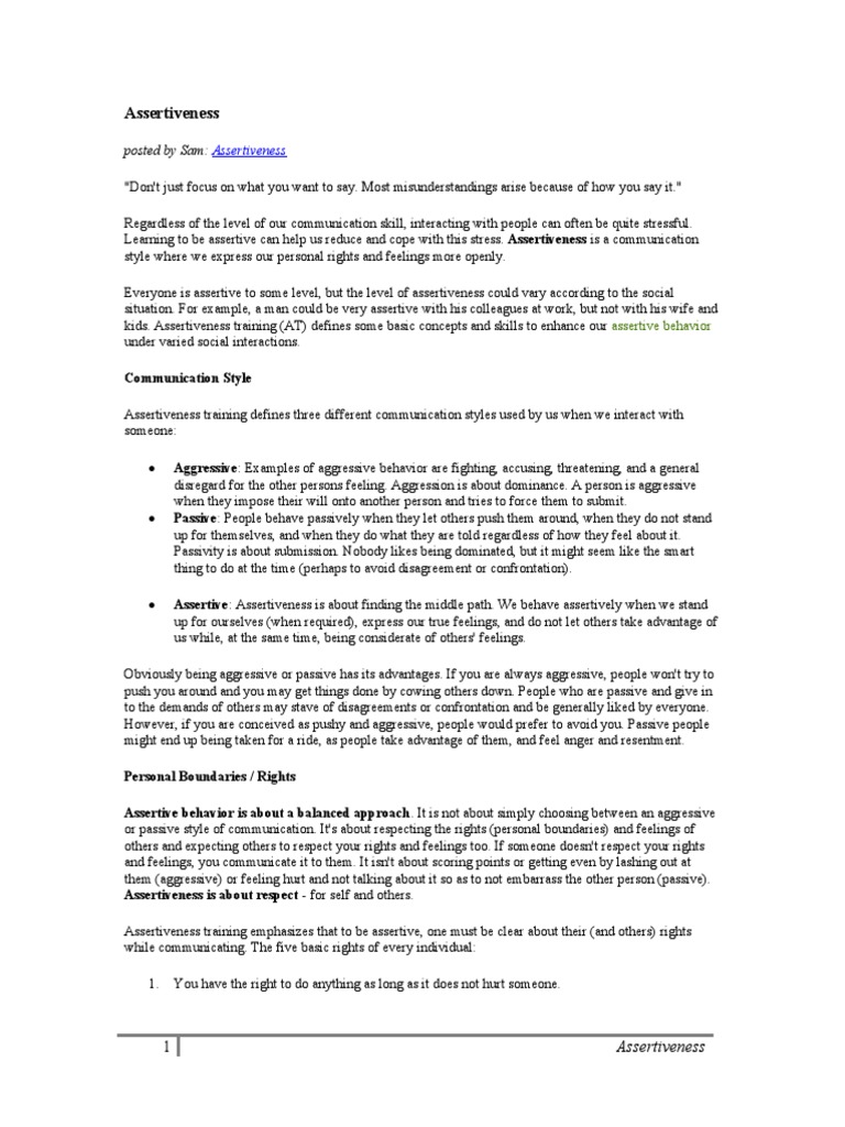 Assertiveness | PDF | Aggression | Anger