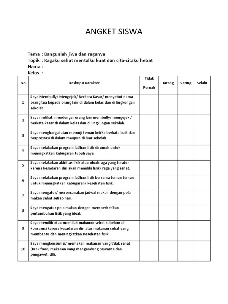 Angket Siswa P5 | PDF