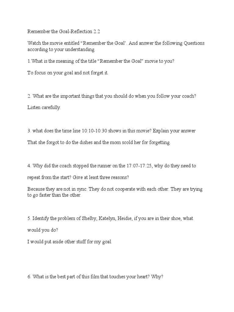 Remember The Goal | PDF