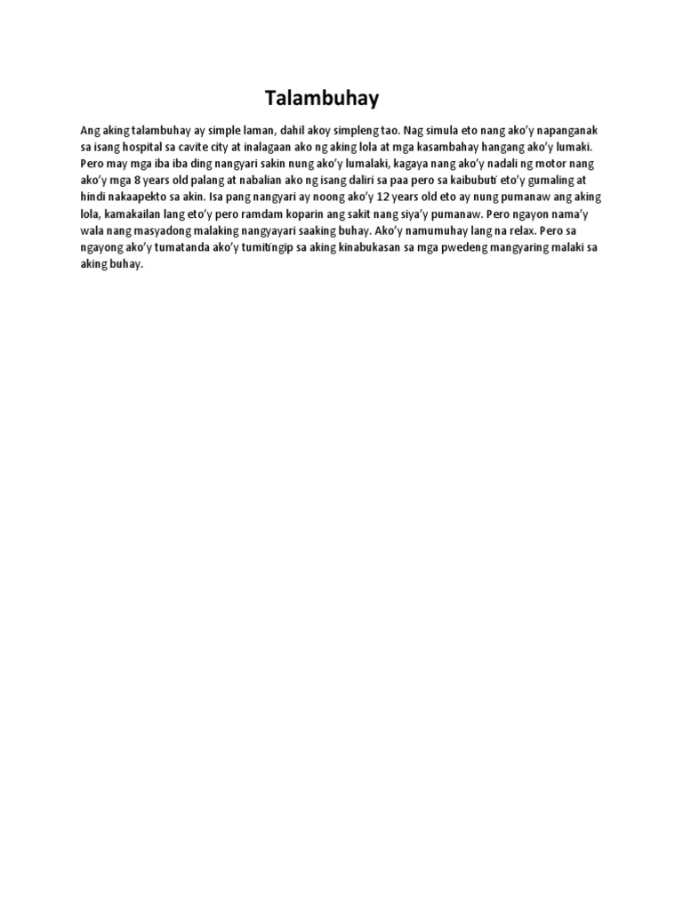 Talambuhay Example
