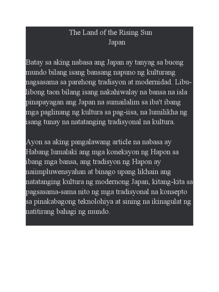 The Land of The Rising Sun | PDF