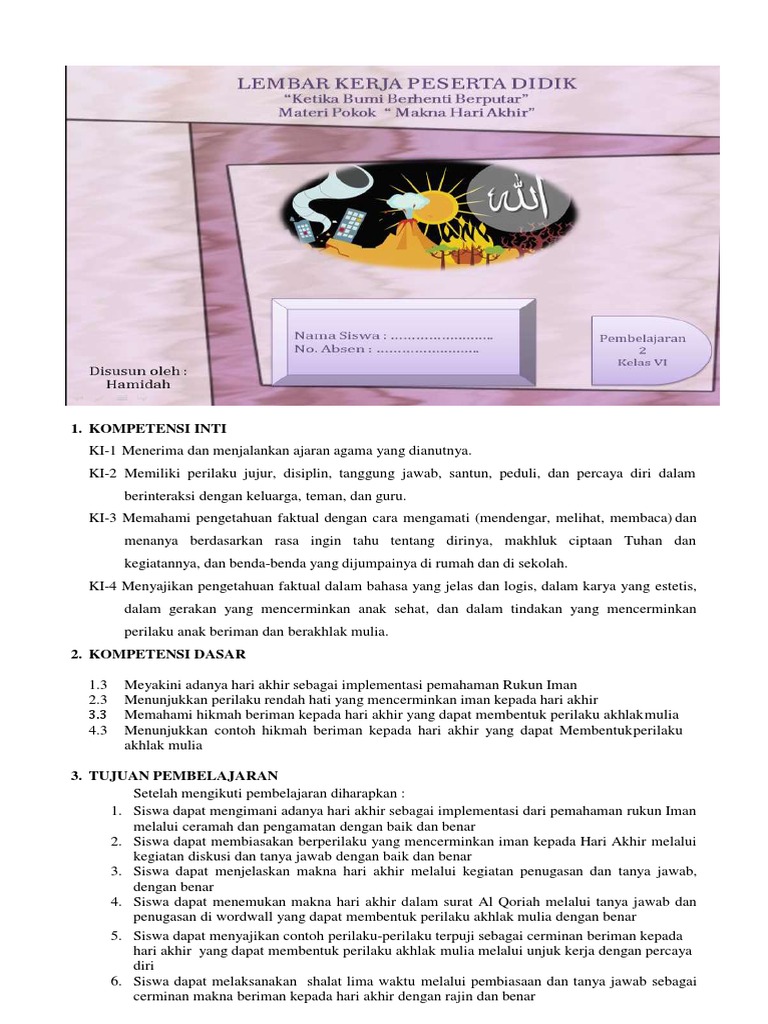 LKPD Kelas 6 Semester 1 - 2 | PDF