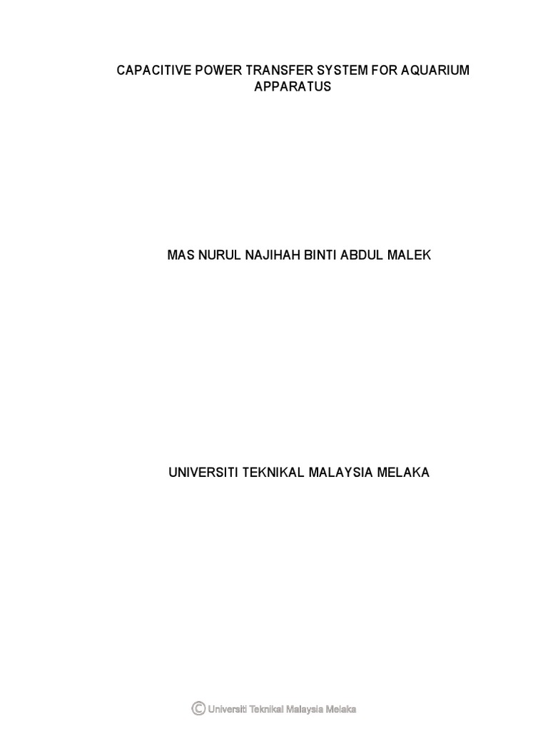 Capacitive Power Transfer System For Aquarium Apparatus | PDF