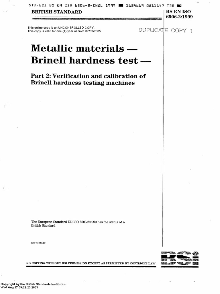 BS EN ISO 6506 Part 2 | PDF