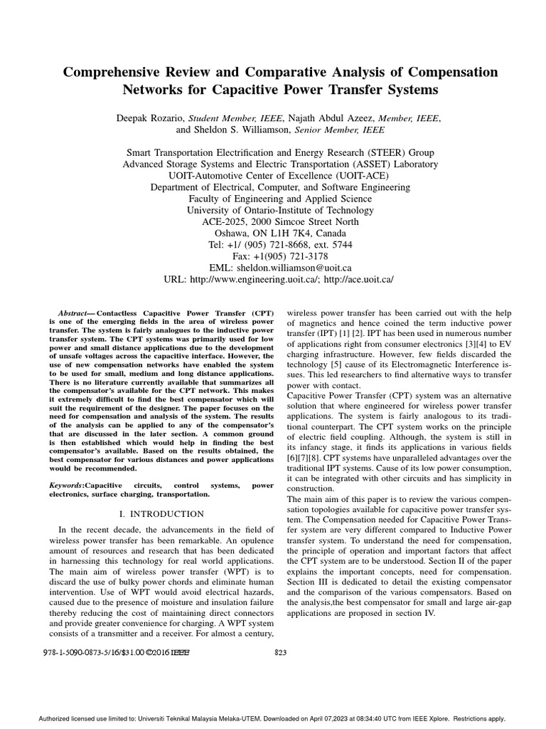 Comprehensive Review and Comparative Analysis of Compensation Networks ...