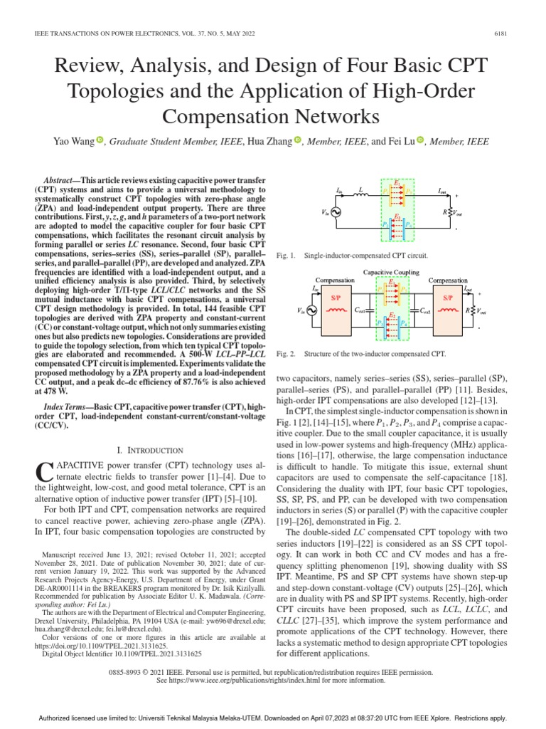 Review Analysis and Design of Four Basic CPT Topologies and The Application of High-Order ...