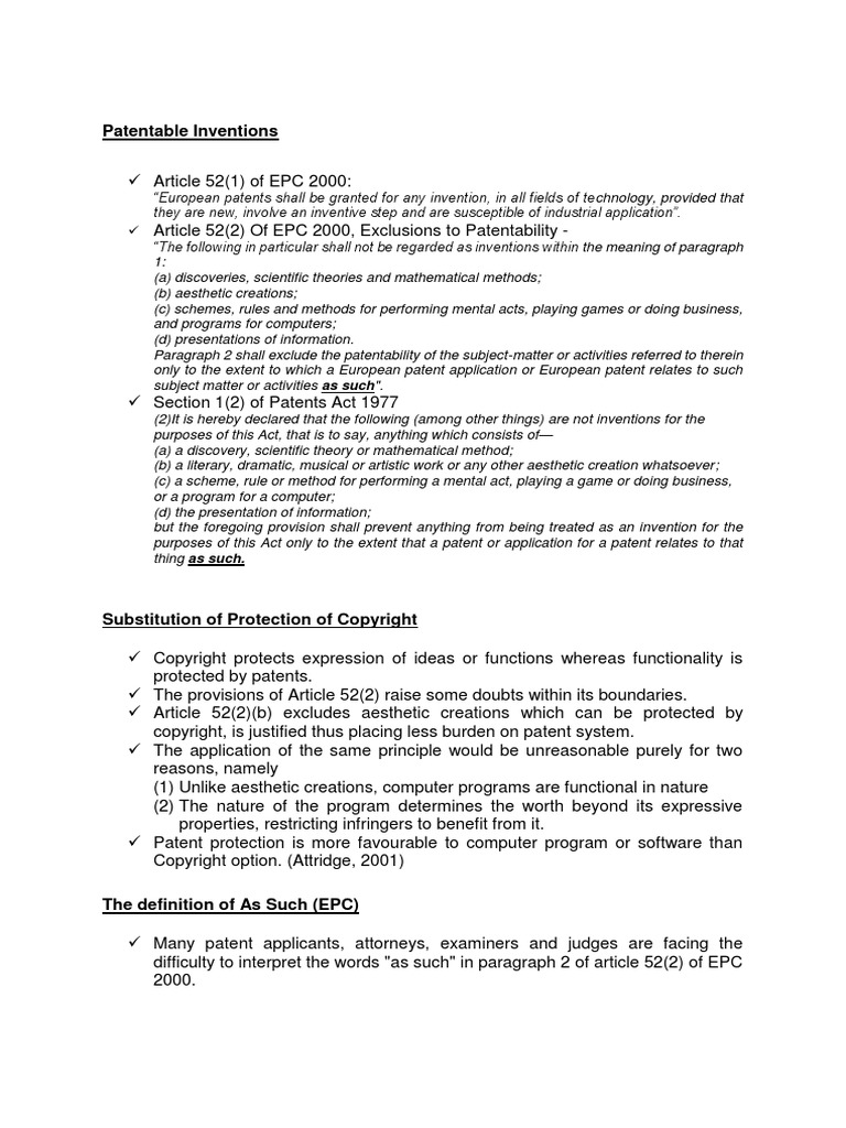 Patentable Inventions | PDF