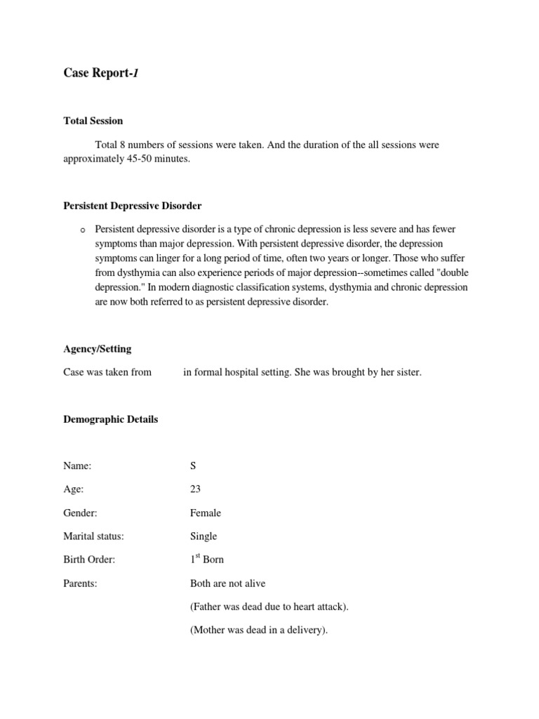 Case Report1 | PDF | Major Depressive Disorder | Mental Disorder