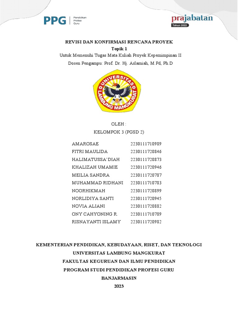 FASE 1 - REVISI DAN KONFIRMASI RENCANA PROYEK KEPEMIMPINAN II | PDF