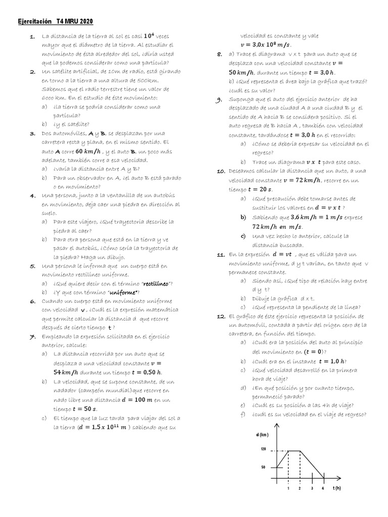 Ejercicios de MRU para Estudiantes | PDF | Métodos y materiales de ...