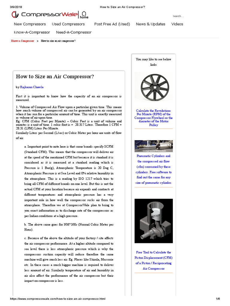How To Size An Air Compressor | PDF | Engines | Physical Quantities
