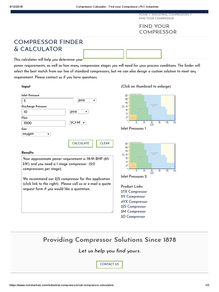 Compressor Calculator - Find Your Compressor - RIX Industries | PDF ...