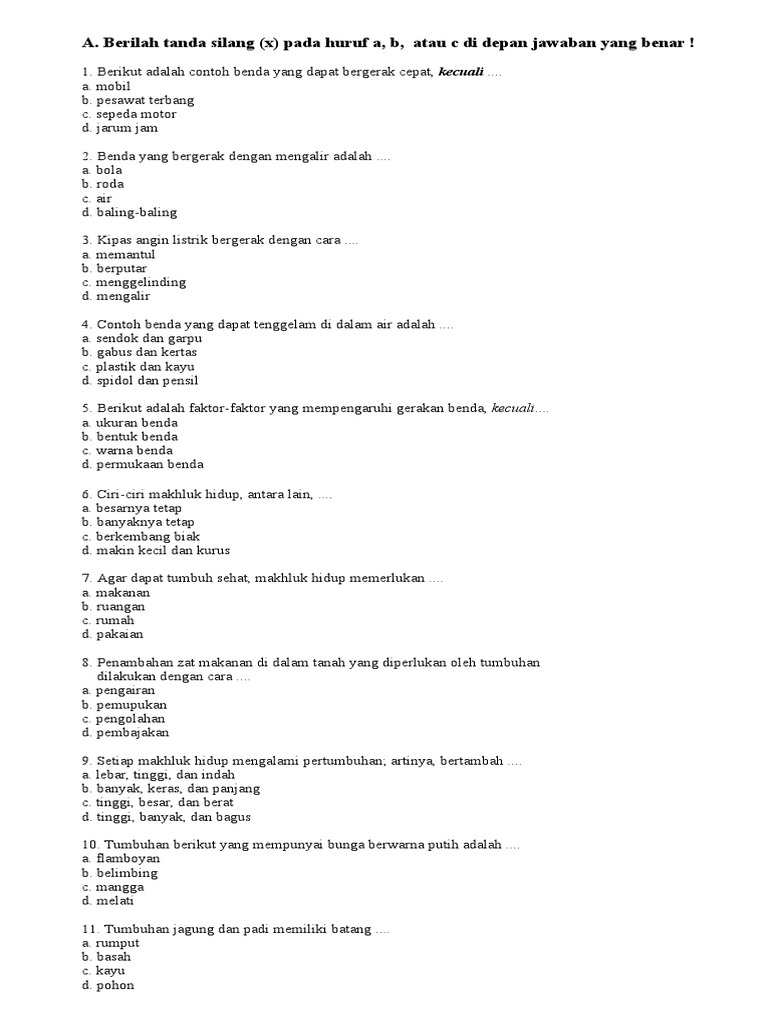 Soal UAS IPA Kelas 3 Semester 2 dan kunci jawaban | PDF