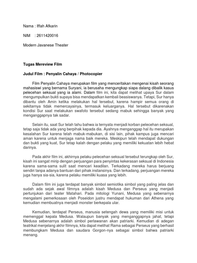 Iffah Afkarin - Review Film Penyalin Cahaya | PDF