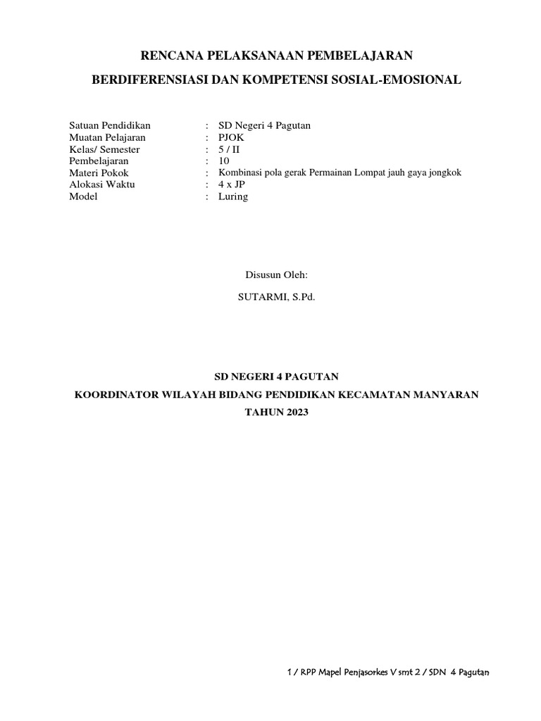 RPP Berdiferensiasi Pjok | PDF