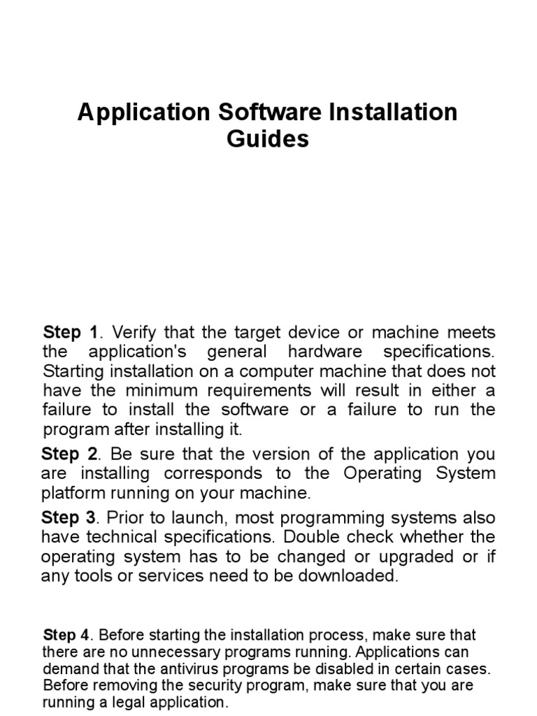 Application Software Installation Guides | PDF | Installation (Computer ...