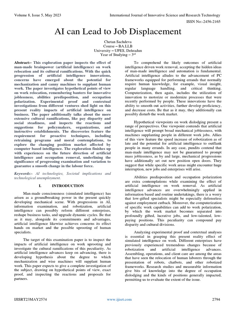 AI's Impact on Job Displacement Analysis | PDF | Artificial ...