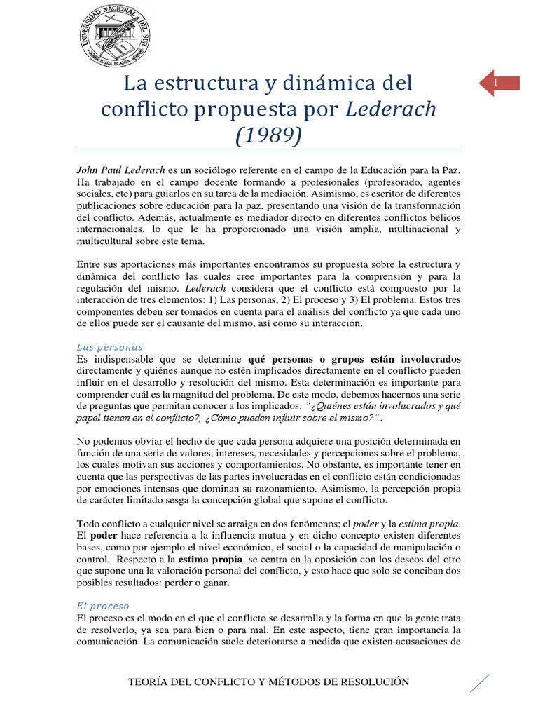 Estructura del Conflicto según Lederach | PDF | Política