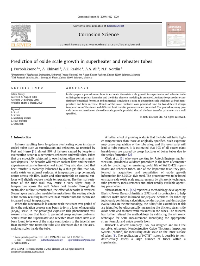 Oxide Scale Growth in Heat Tubes | PDF | Heat Transfer | Gases