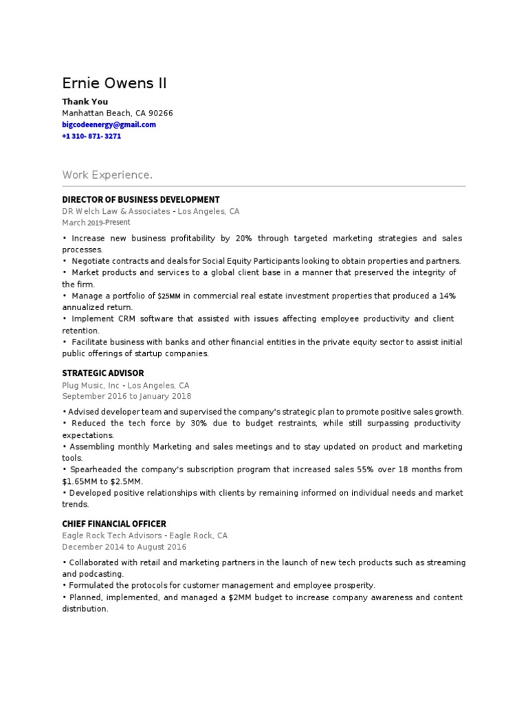 Ernie Owens CV | PDF | Customer Relationship Management | Analytics