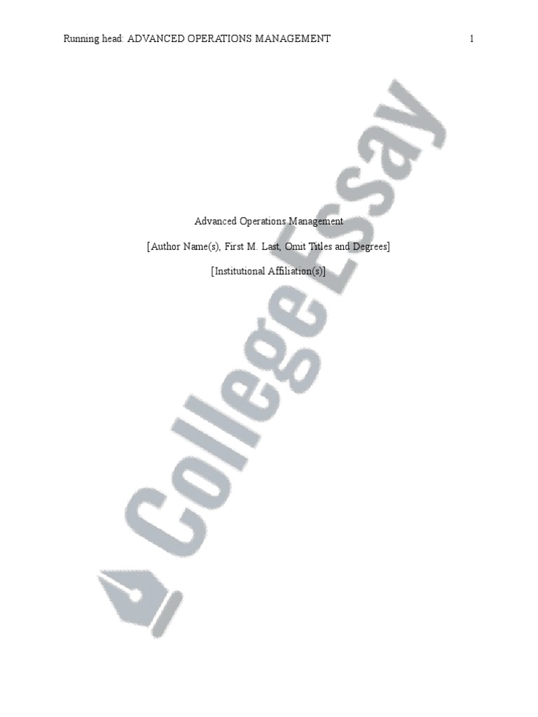 Advanced Operations Management Pdf
