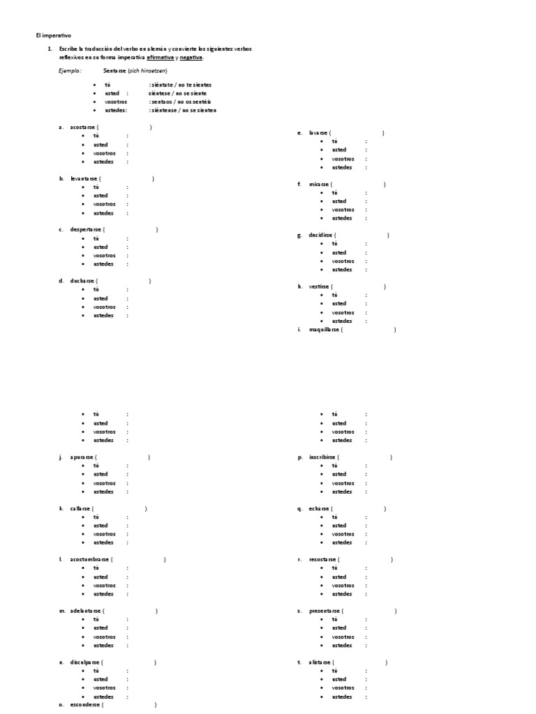 Imperativo - Verbos Reflexivos | PDF