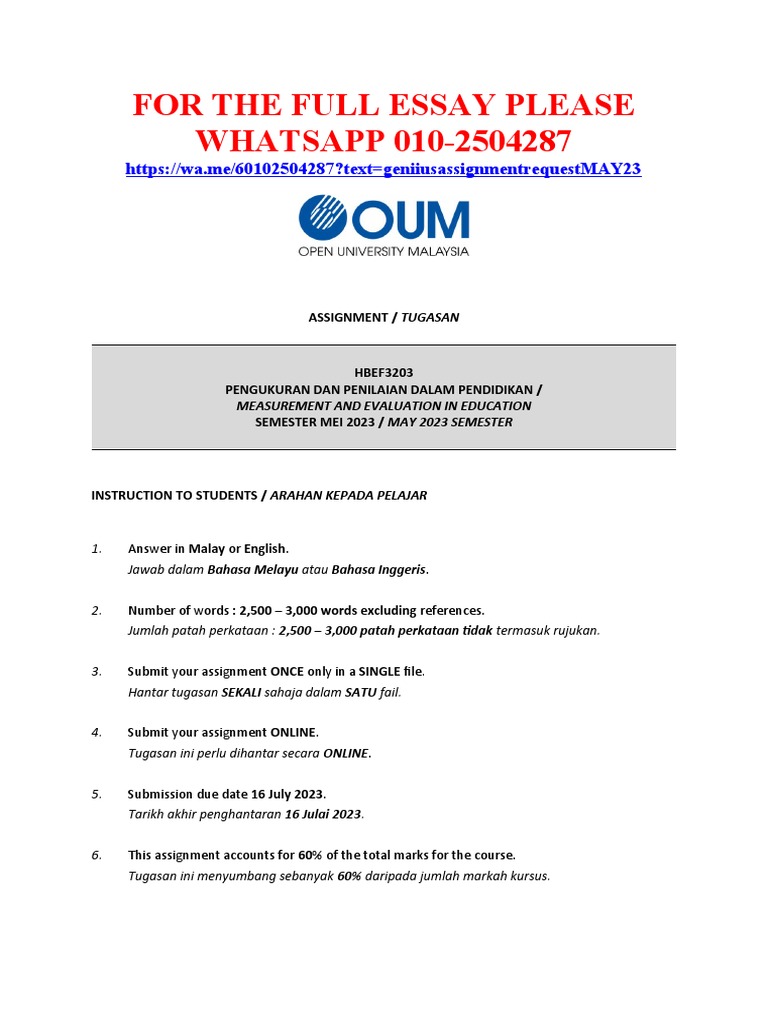 Hbef3203 - Pengukuran Dan Penilaian Dalam Pendidikan | PDF