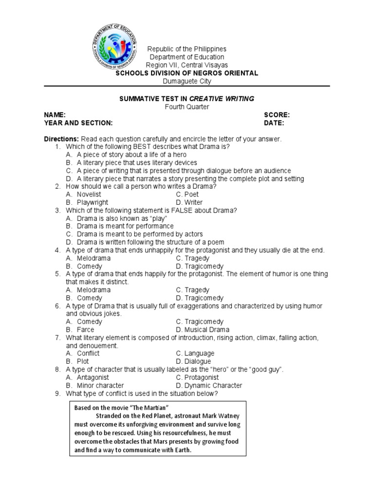 Creative Writing Summative 2nd | PDF