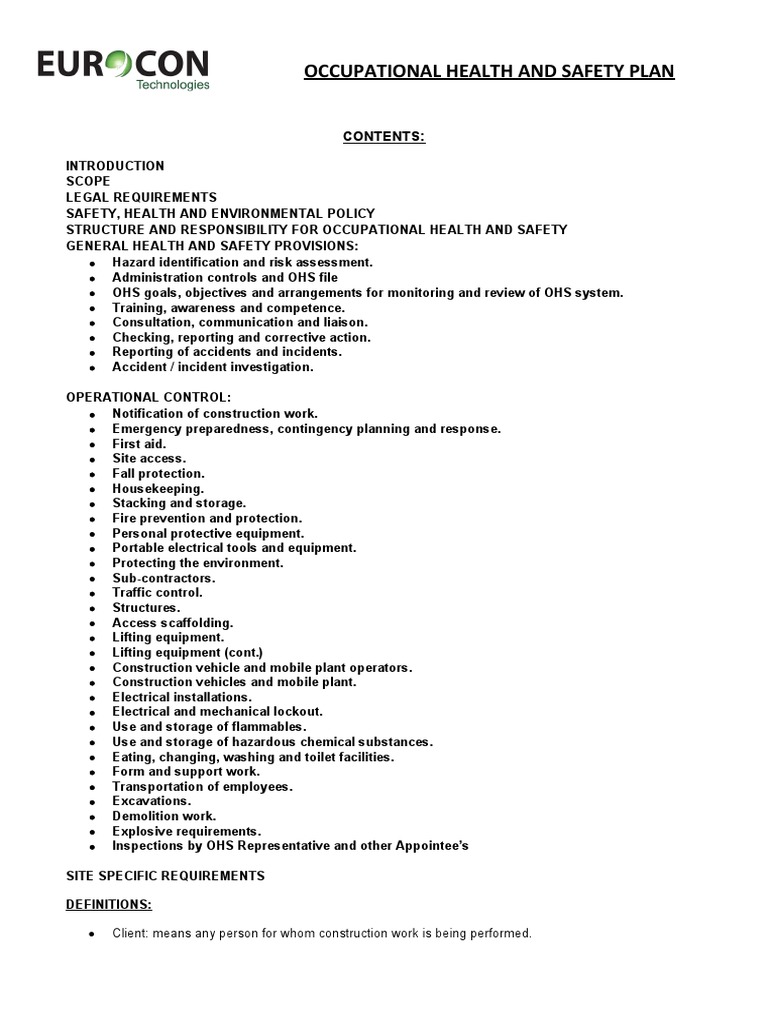 SHE Plan | PDF | Occupational Safety And Health | Safety