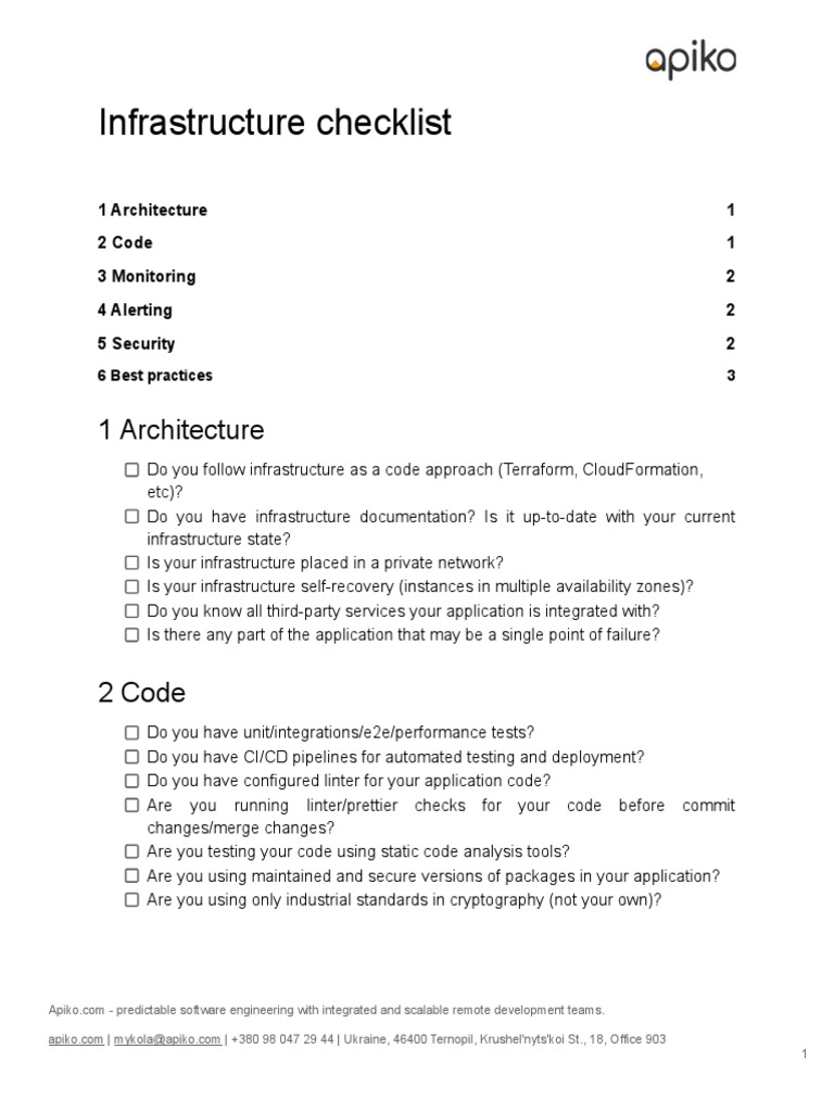 Infrastructure Audit Checklist | PDF | Security | Computer Security