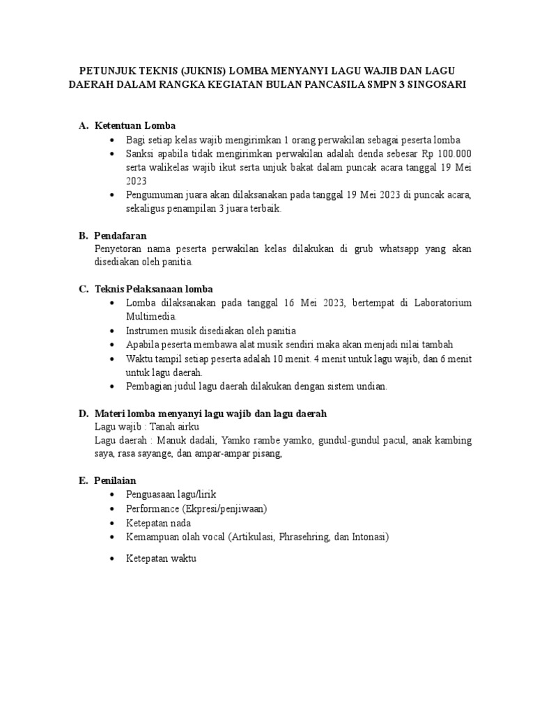 Juknis Perlombaan Dan Pameran | PDF