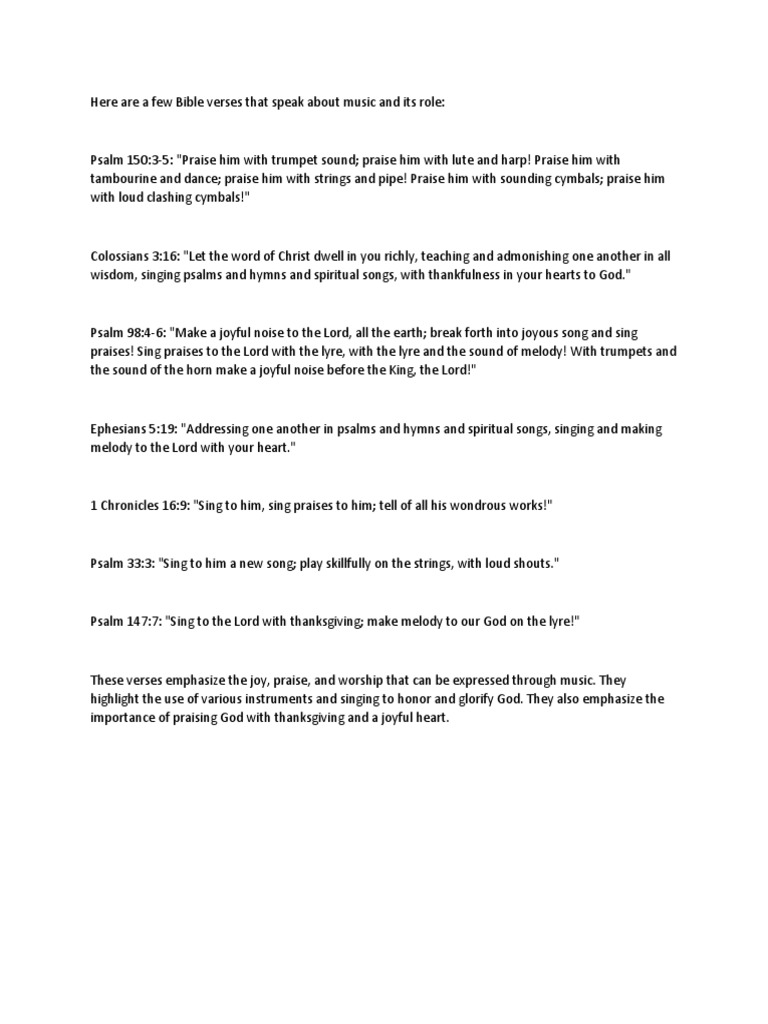 Bible Verses About Music | PDF