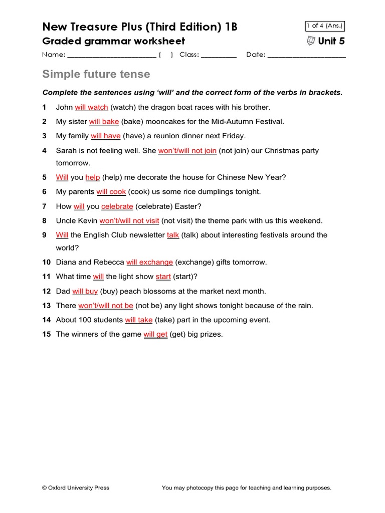 Ntp3e 1bu5 Graded Grammar Core Ans | PDF | Christmas