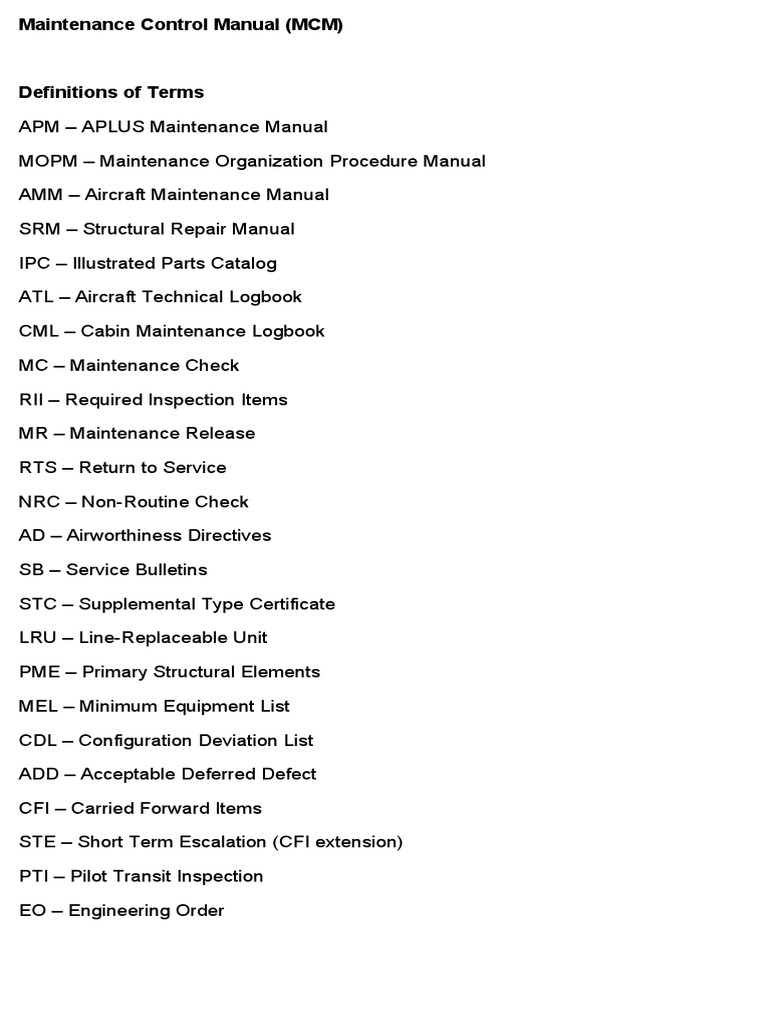 Maintenance Control Manual | PDF