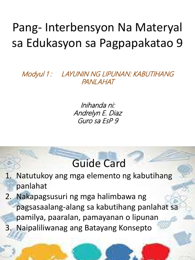 Intervention Material-ESP 9-Modyul 1 | PDF