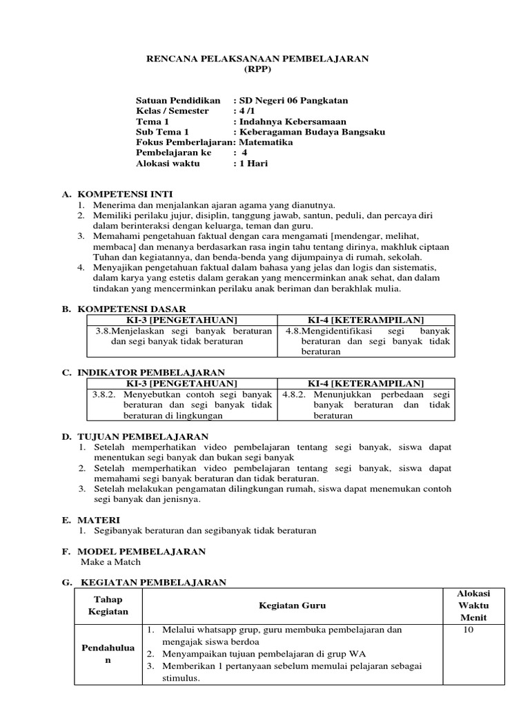 RPP Matematika Berdiferensiasi | PDF
