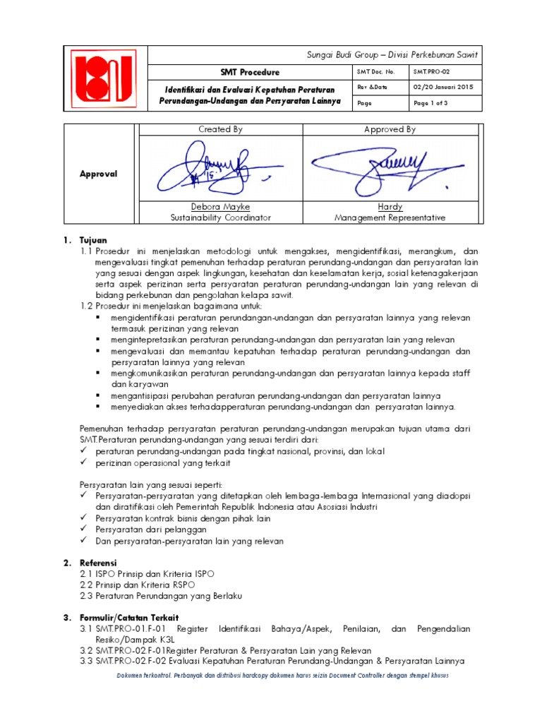 SMT - PRO-02 Identifikasi Dan Evaluasi Kepatuhan Peraturan Perundangan ...