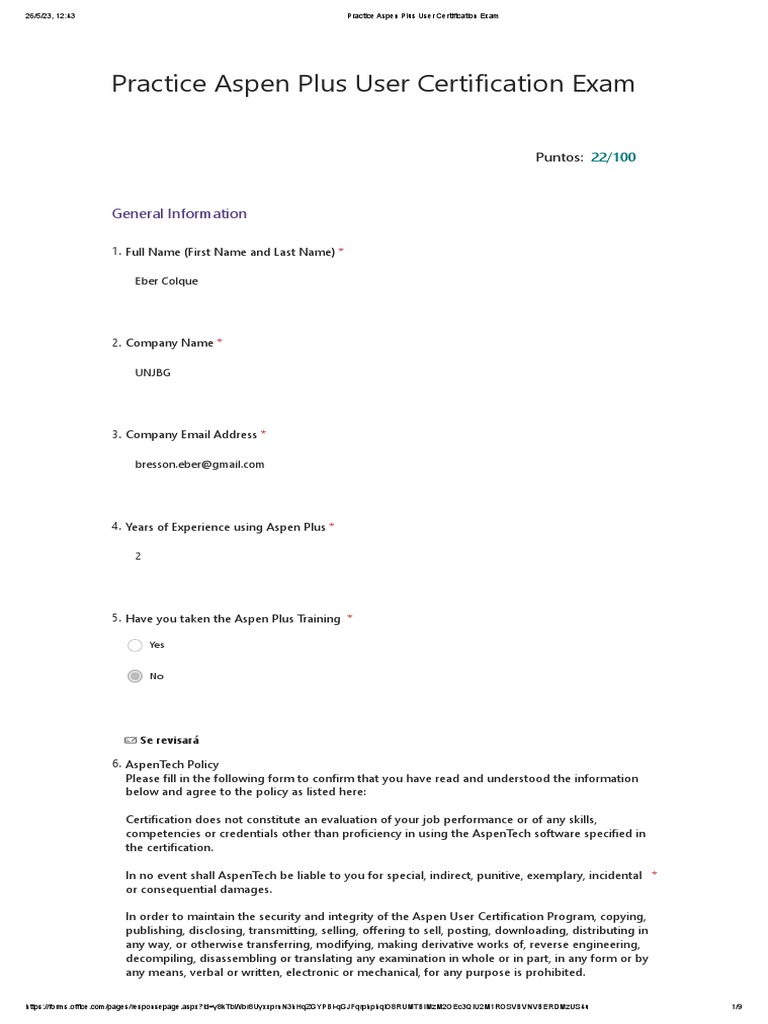 Practice Aspen Plus User Certification Exam | PDF | Simulation | Heat ...