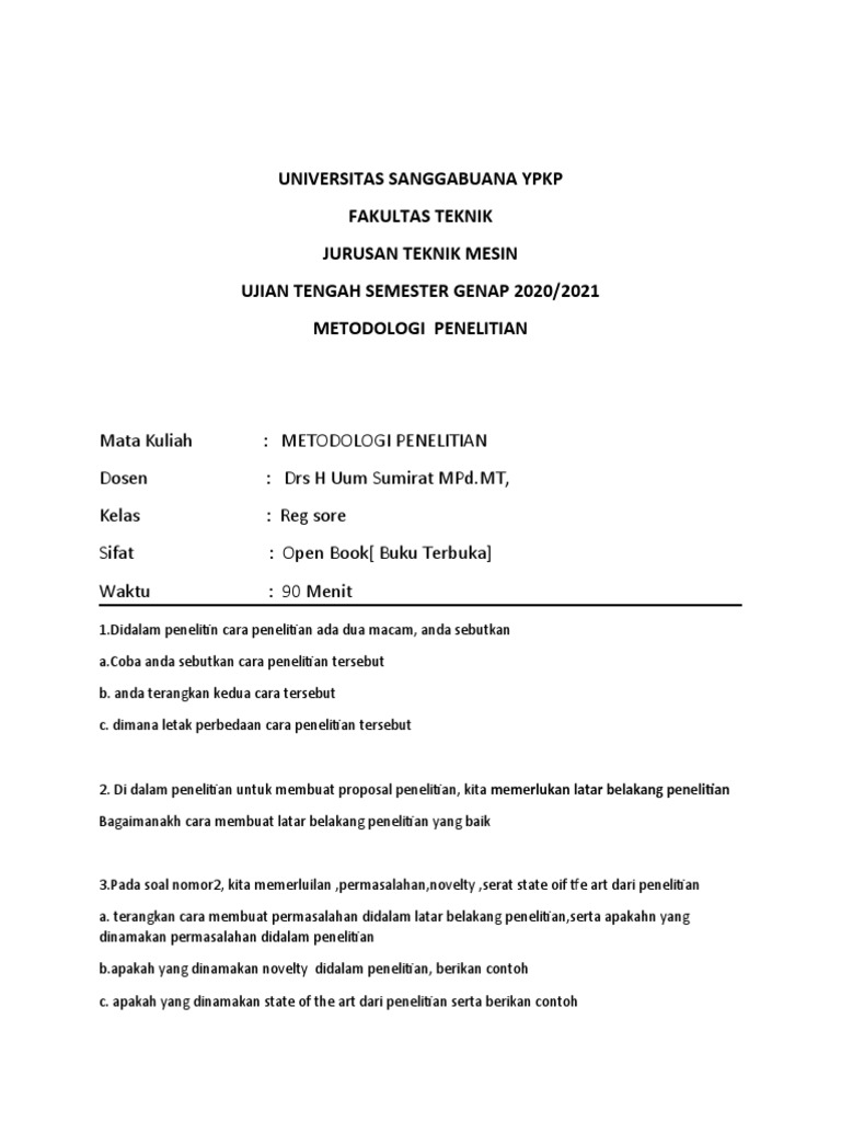 UTS Metodologi Penelitian | PDF | Seni | Teknologi & Rekayasa