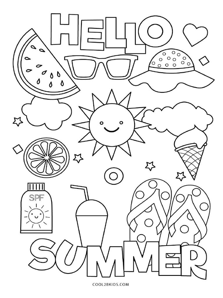 Hello Summer Coloring Pages | PDF