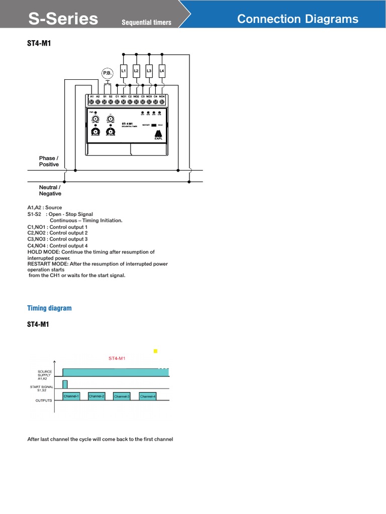 EAPL - Connection Diagrams - Sequential Timers - S Series | PDF