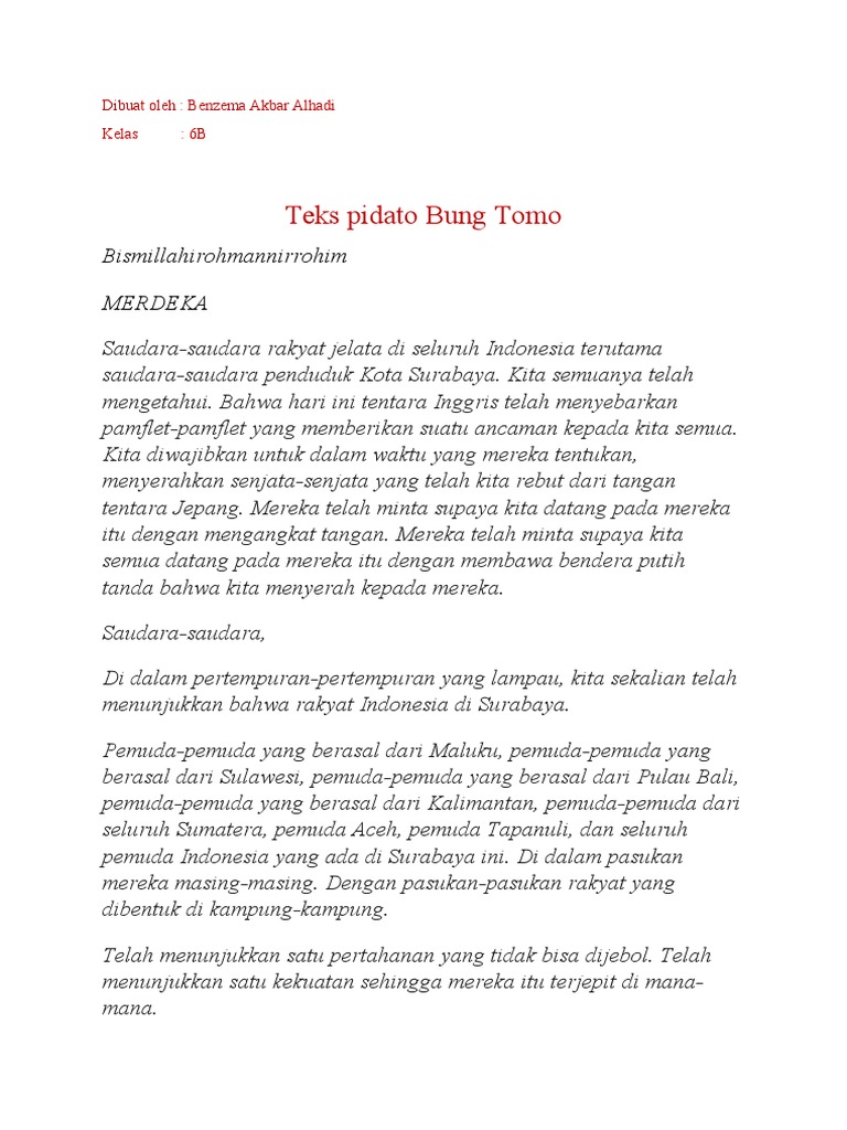 Teks Pidao Bung Tomo | PDF