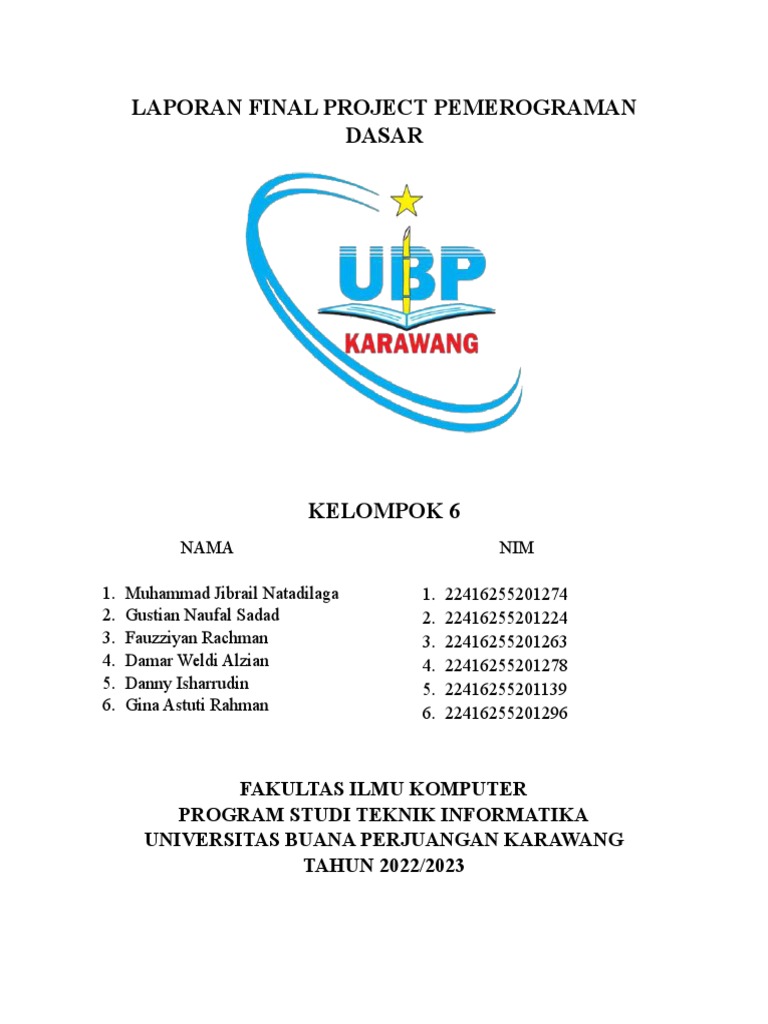 Laporan Final Project Pemerograman Dasar | PDF | Indonesian Cuisine | Southeast Asian Cuisine