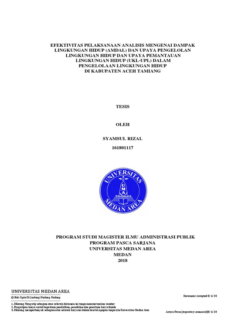 Efektivitas Amdal dan UKL-UPL di Aceh Tamiang | PDF