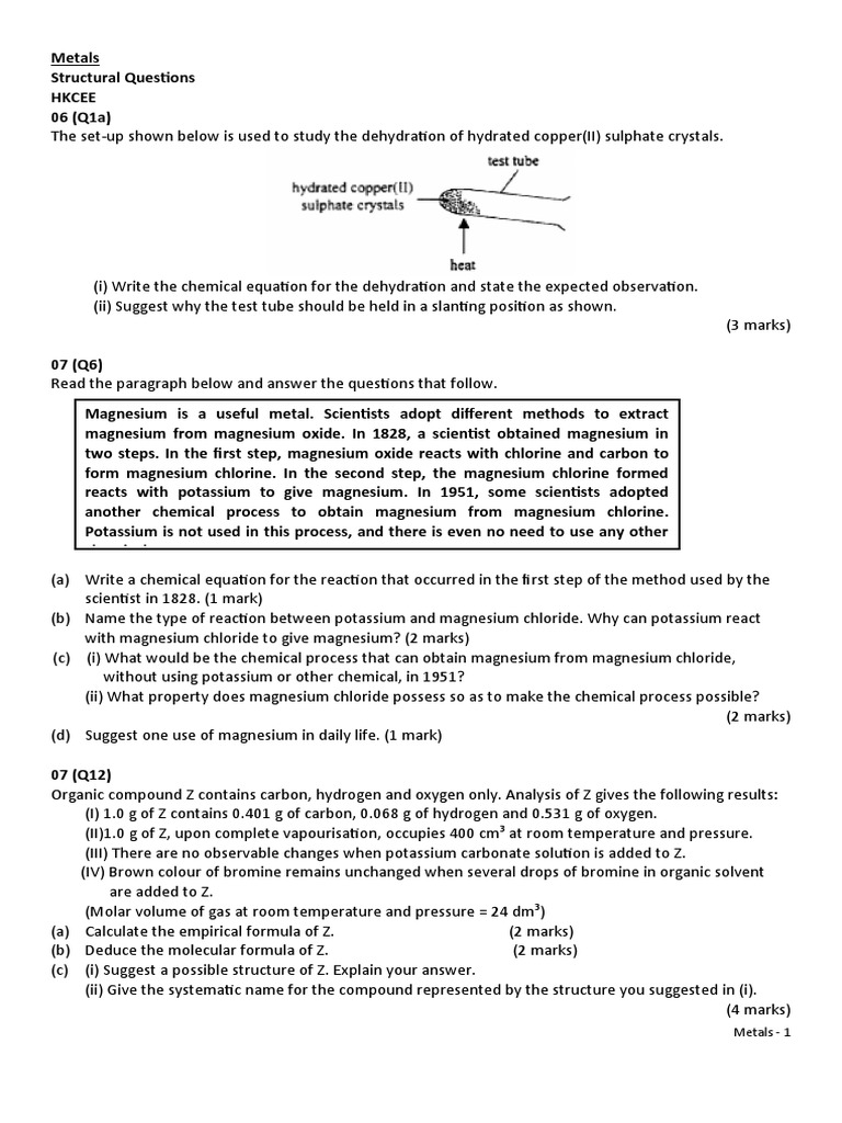Metals | PDF | Magnesium | Incandescent Light Bulb