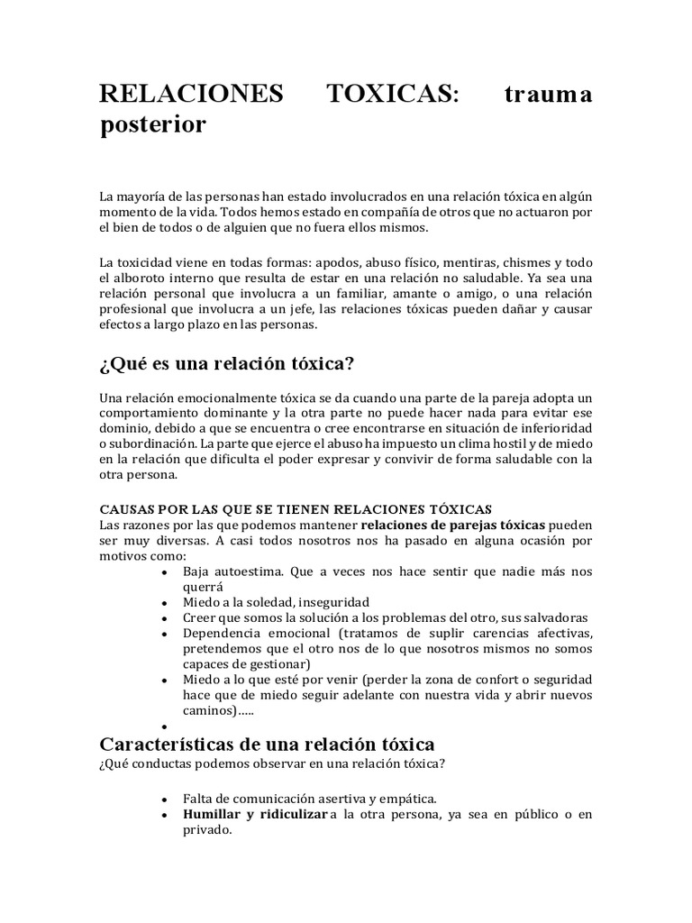 Relaciones Toxicas | PDF | Ansiedad | Estrés (biología)