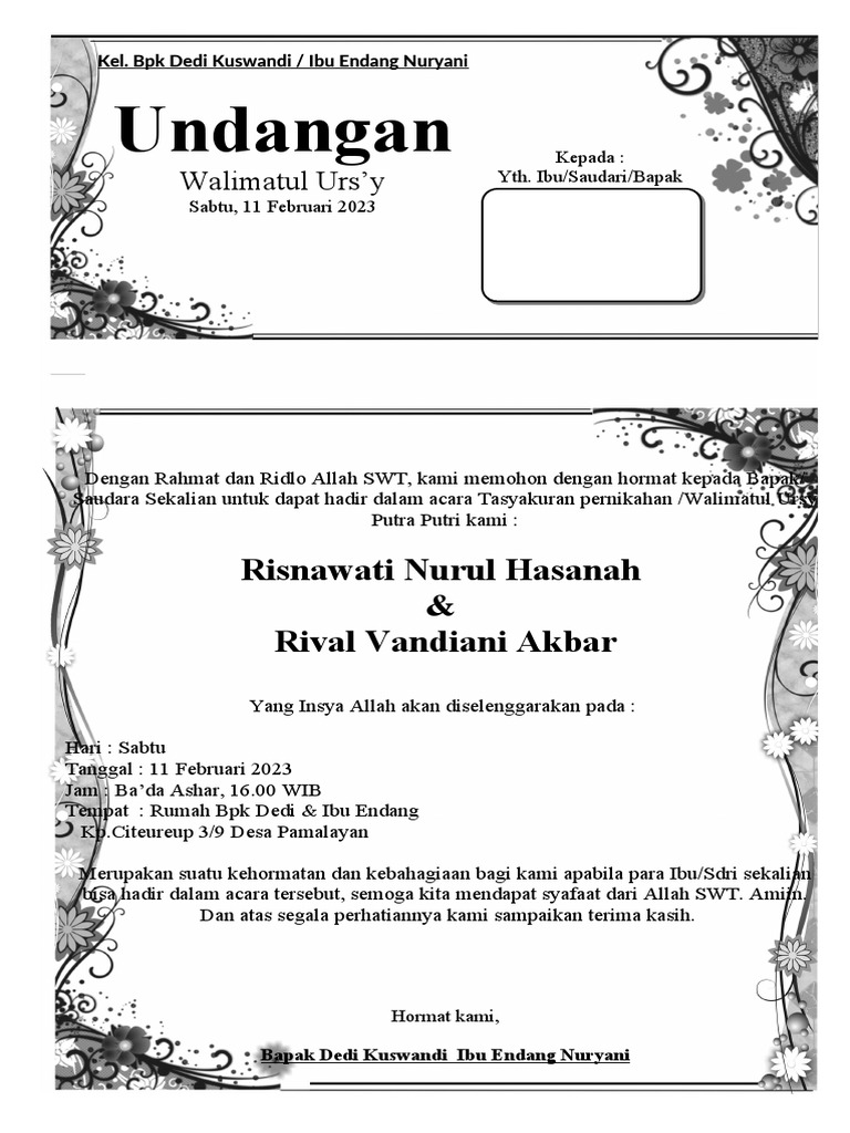 Undangan_Walimatul_Ursy bi Endang | PDF