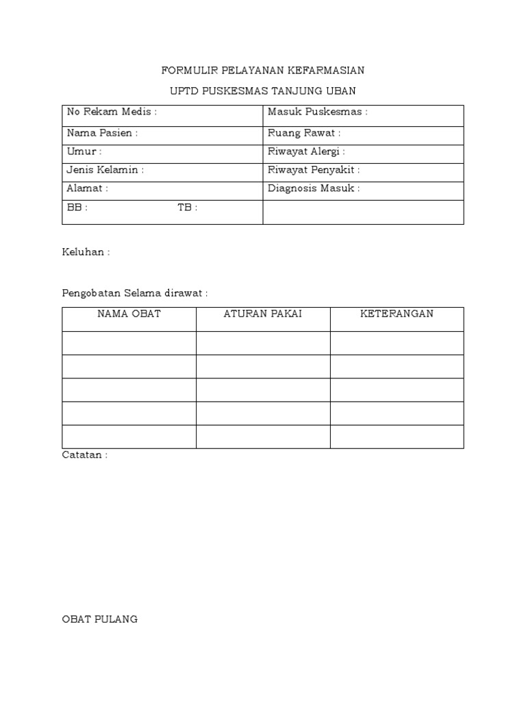 FORMULIR PELAYANAN KEFARMASIAN | PDF