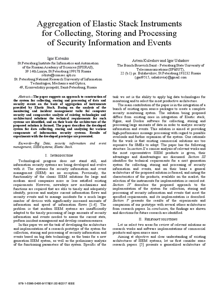 Aggregation of Elastic Stack Instruments | PDF | Computer Network | Security